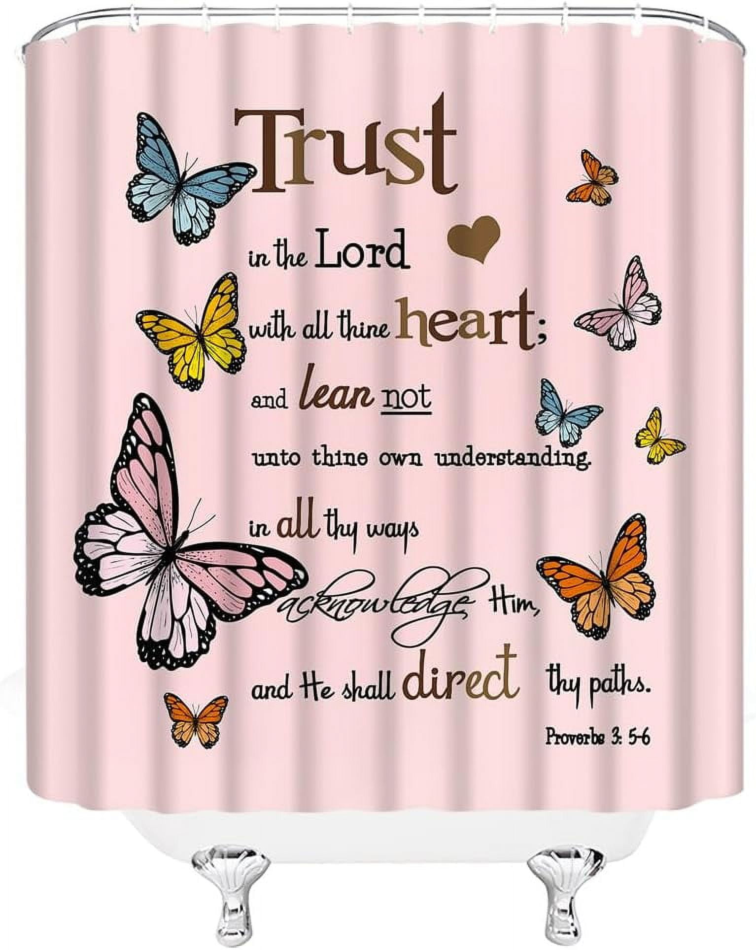 Inspirational Quote Trust in The Lord Shower Curtain Butterfly ...