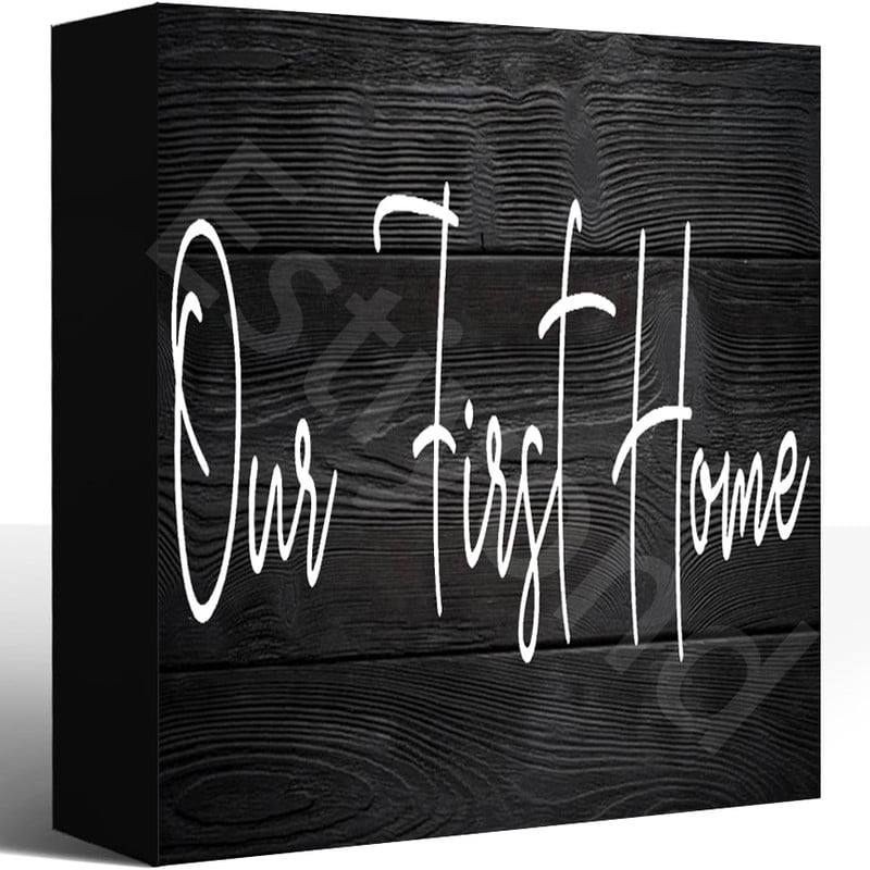 Inspirational Quote Wooden Box Sign Decorative Our First Home Rustic ...