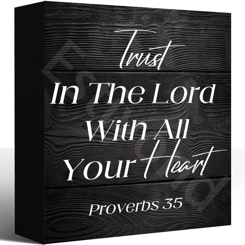 Inspirational Quote Wooden Box Sign Decorative Trust In The Lord With ...