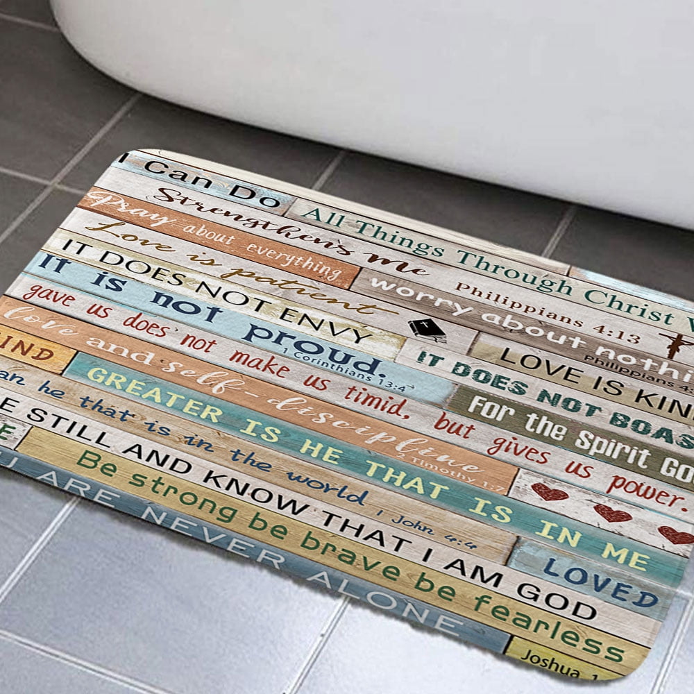 Inspirational Quotes Bathroom Rugs, Motivational Word Wood Board Rustic ...