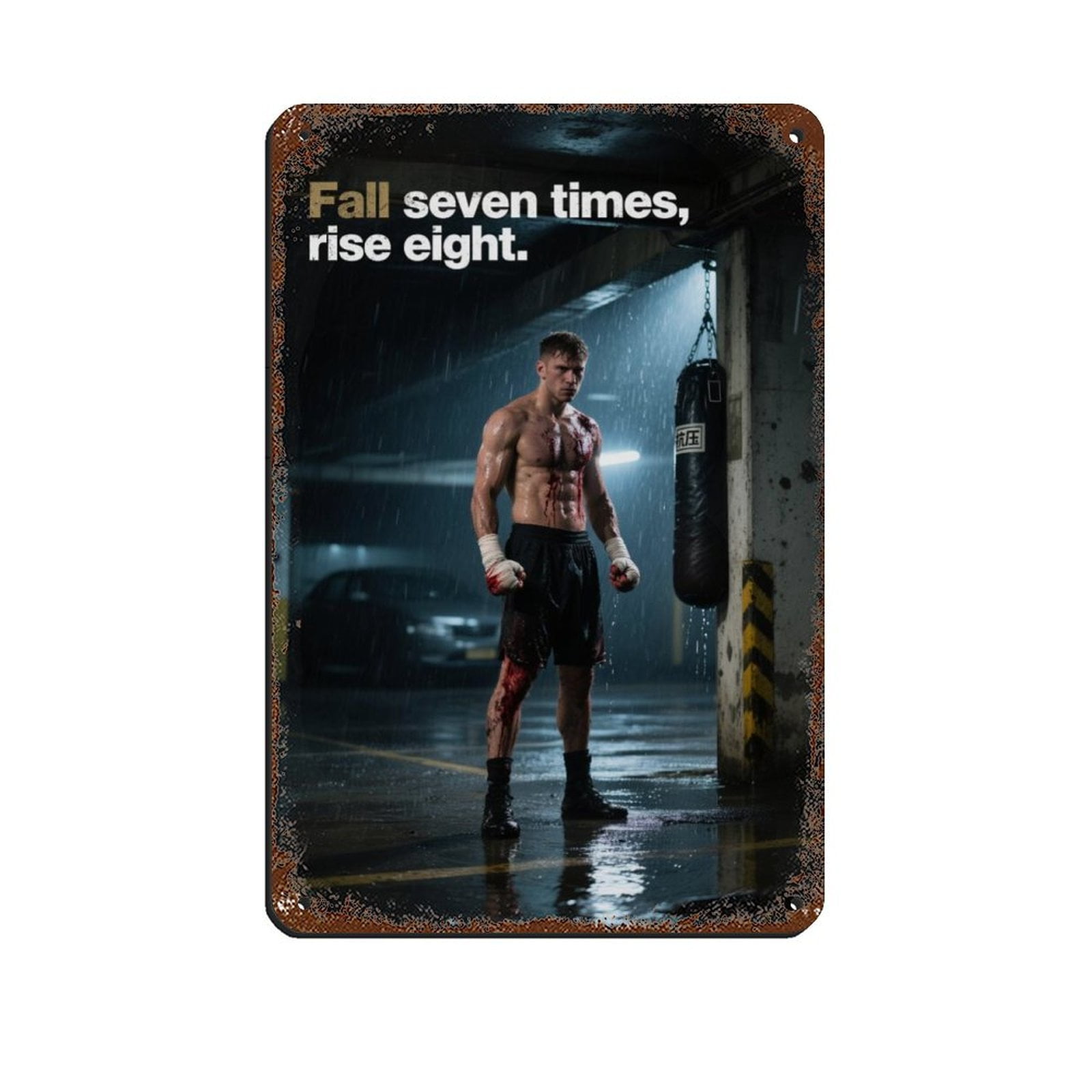 Inspirational Quotes Boxer Fall Seven Times, Rise Eight Retro Poster ...