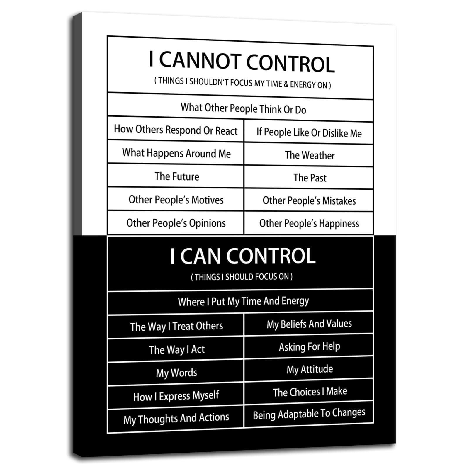 Inspirational Quotes Canvas Wall Art Motivational I Cannot Control or I ...