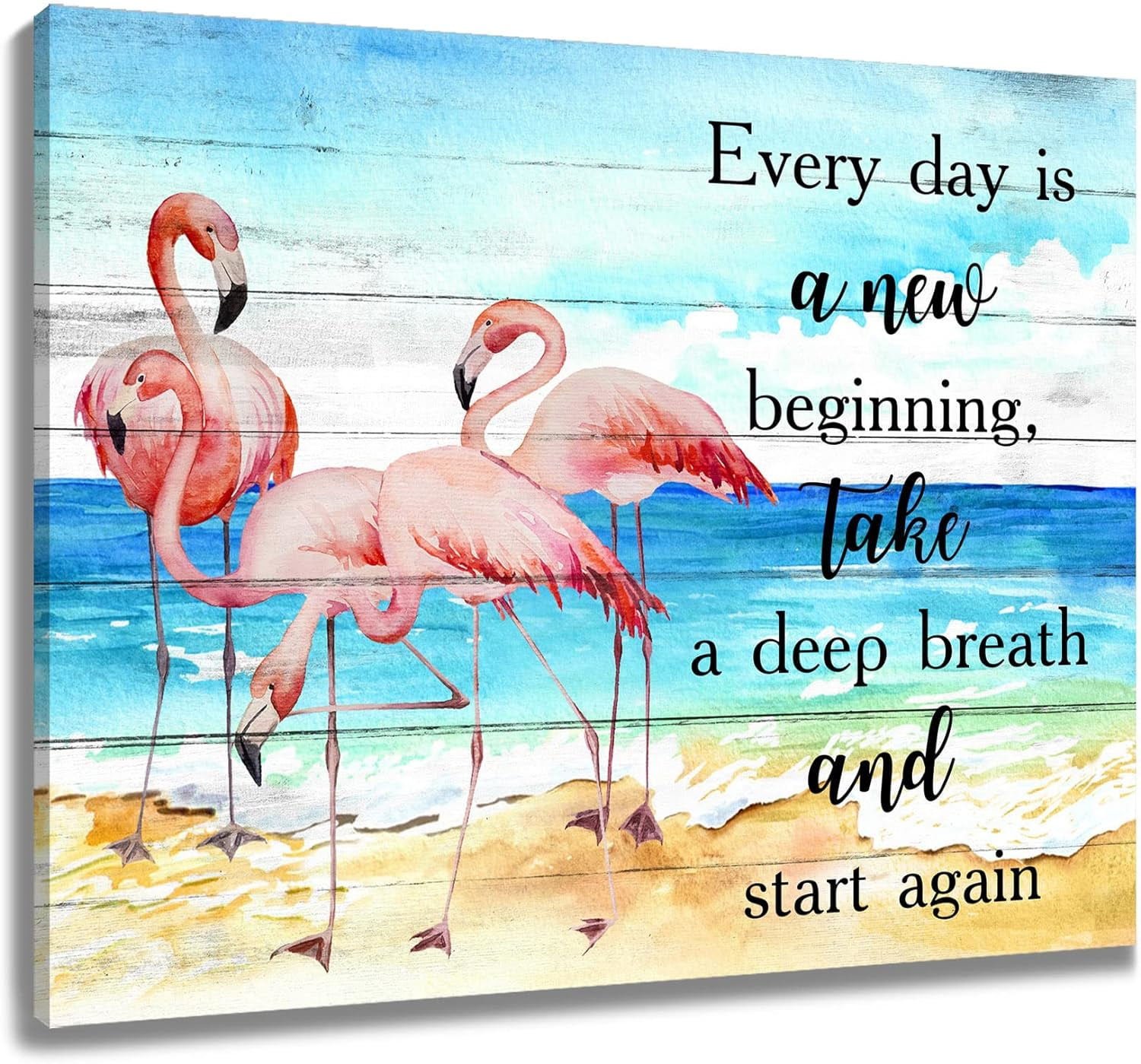 Inspirational Quotes Canvas Wall Art Ocean Beach Seascape on Rustic ...