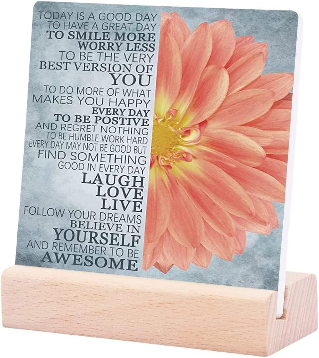 Inspirational Quotes Ceramic Table Plaque with Wooden Stand Desk ...