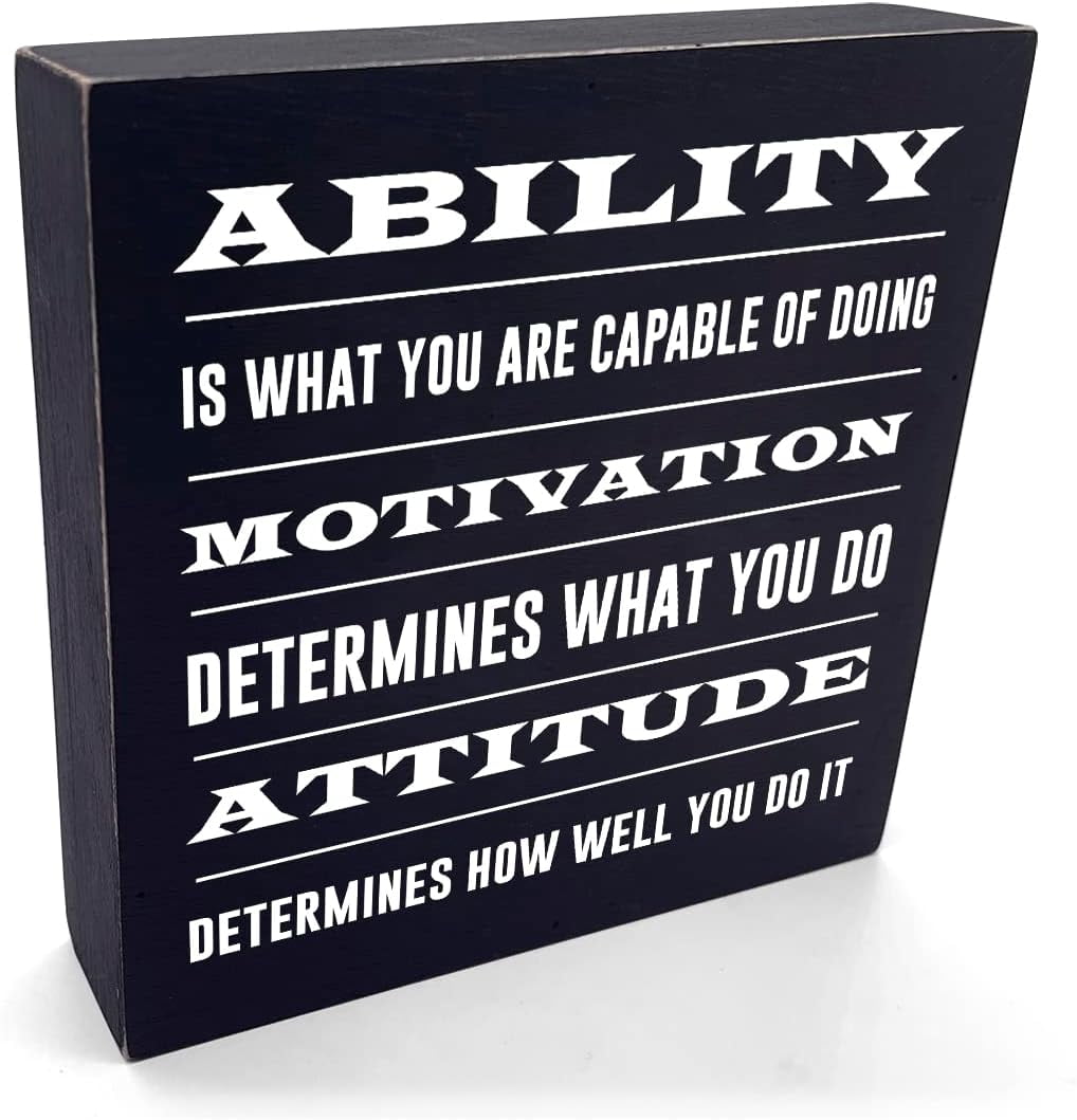 Inspirational Quotes Desk Decor Wooden Box Sign Motivational Rustic ...