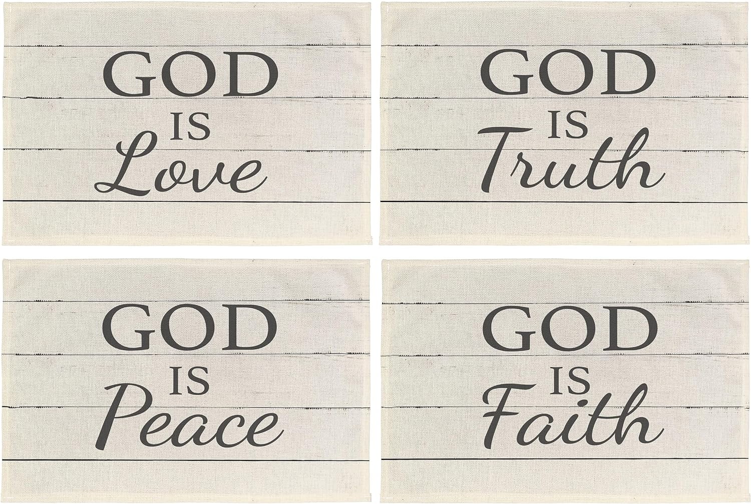 Inspirational Quotes God is Love Placemats Set of 4,Rustic Religious ...