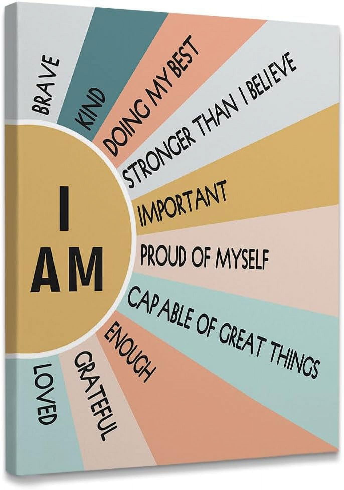 Inspirational Quotes I Am Brave Kind Loved Framed Canvas Wall Art Decor ...