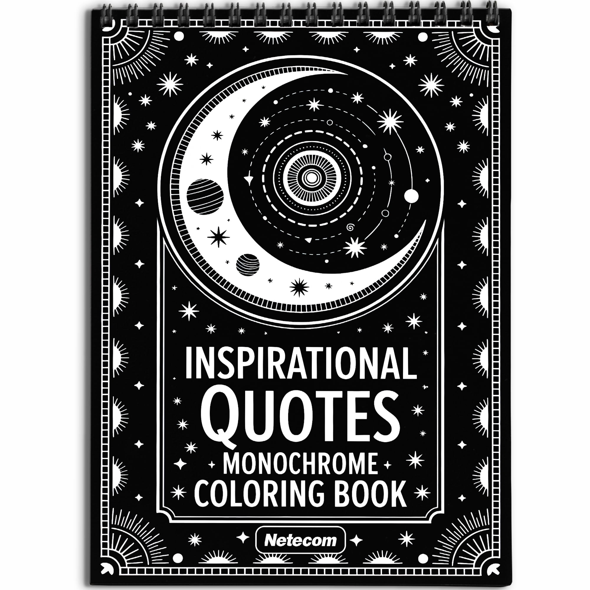 Inspirational Quotes Monochrome Coloring Book Spiral Bound for Adults ...