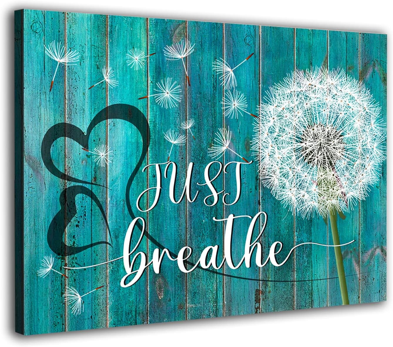 Inspirational Quotes Rustic Dandelion picture Wall Art Just Breathe ...