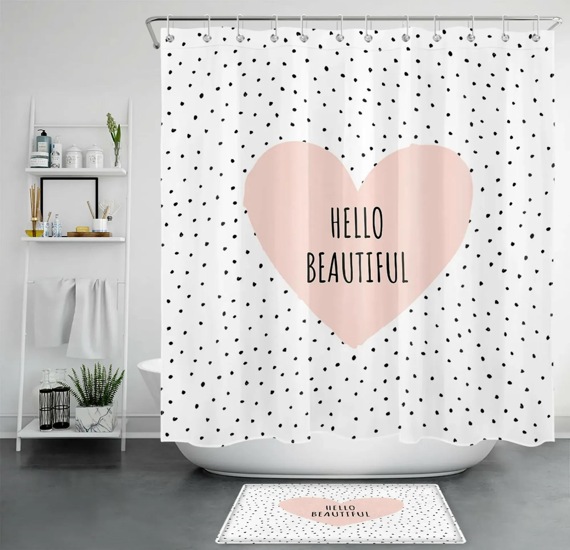 Inspirational Quotes Shower Curtain Set - Uplifting Bathroom Decor for ...