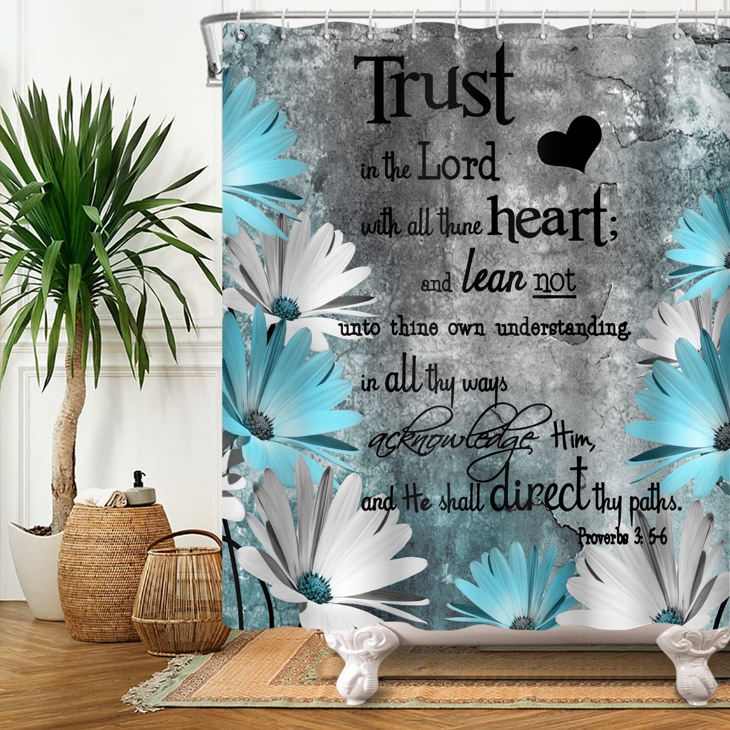 Inspirational Quotes Shower Curtain Trust in The Lord Shower Curtain ...