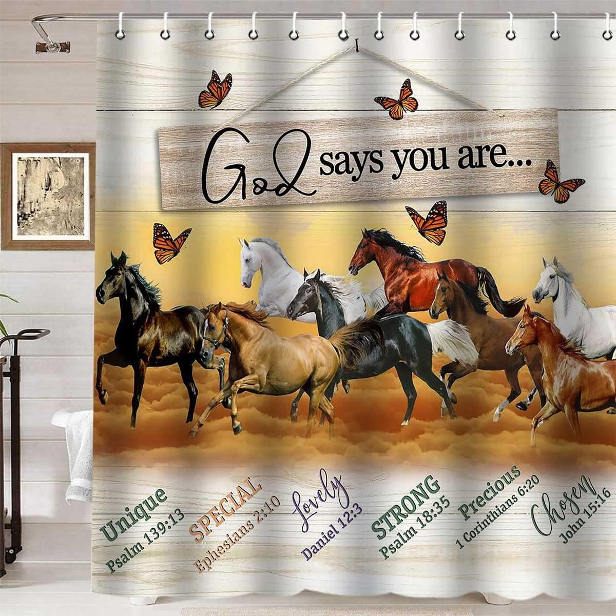 Inspirational Quotes Shower Curtain, Western Running Horse Stallion ...