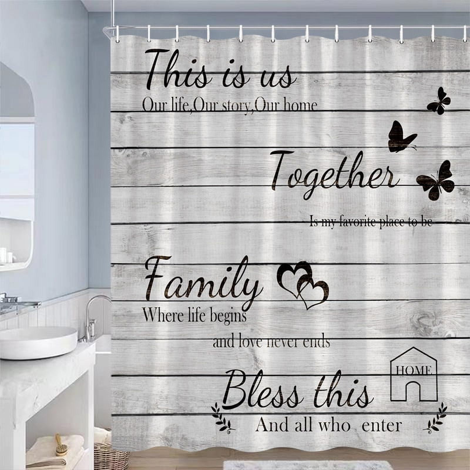 Inspirational Quotes Shower Curtains Butterfly Modern Minimalist Home ...