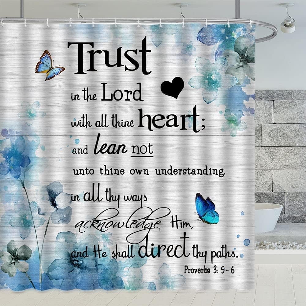 Inspirational Quotes Shower Curtains Trust In The Lord Classic Words