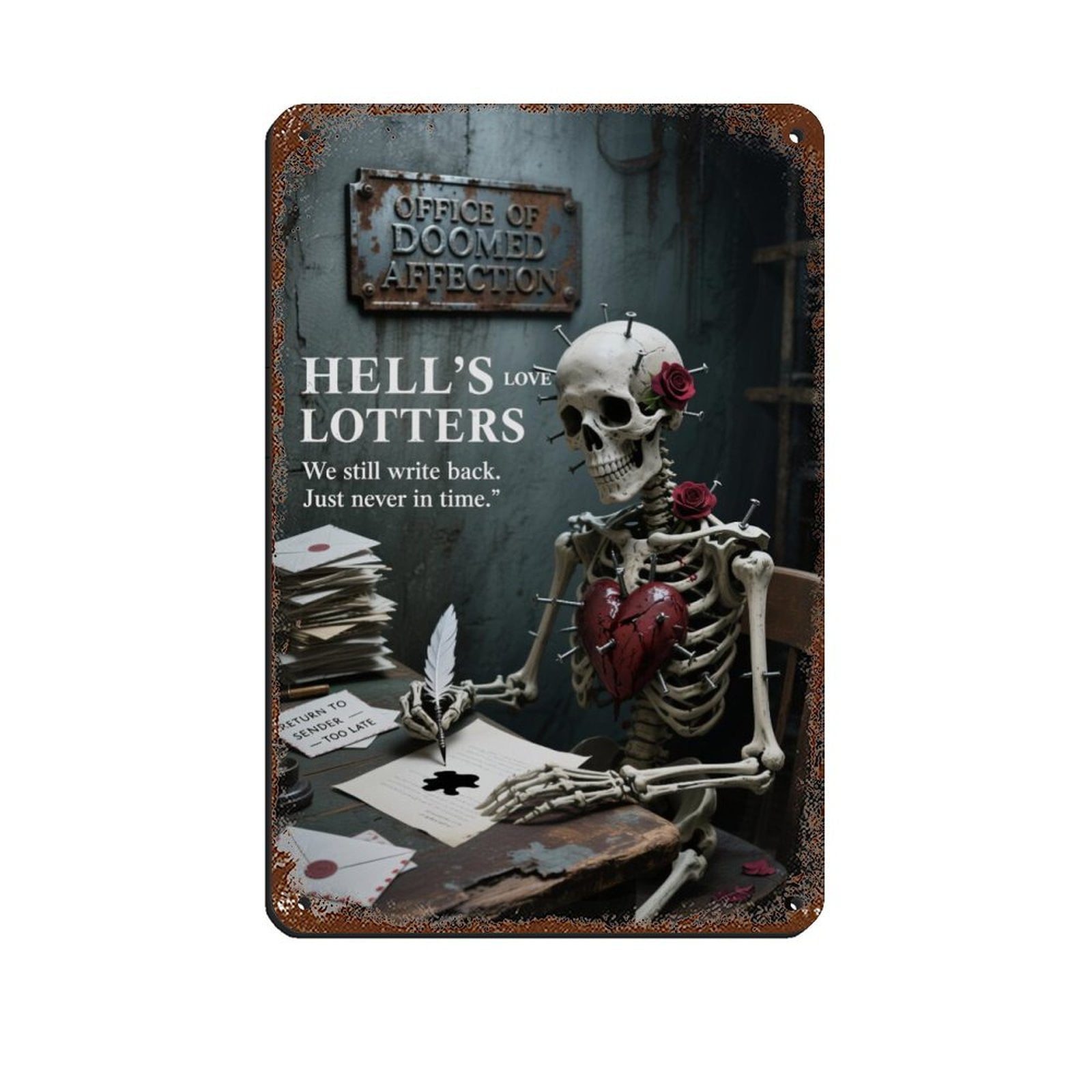Inspirational Quotes Skull HELL’S LOVE LETTERS Retro Poster Metal Tin ...