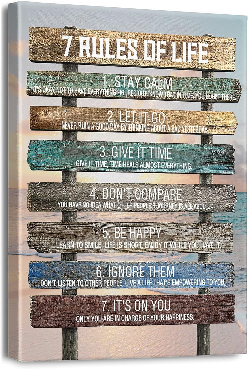 Inspirational Quotes Wall Art for Office 7 Rules of Life Motivational ...