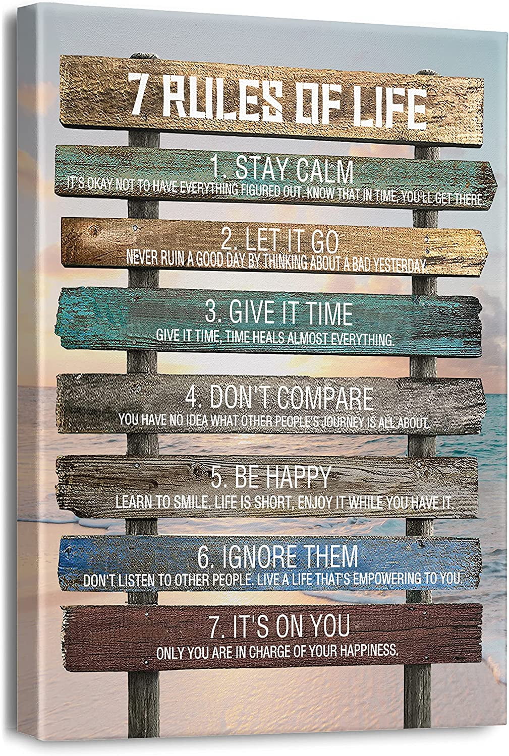 Inspirational Quotes Wall Art for Office 7 Rules of Life Motivational ...