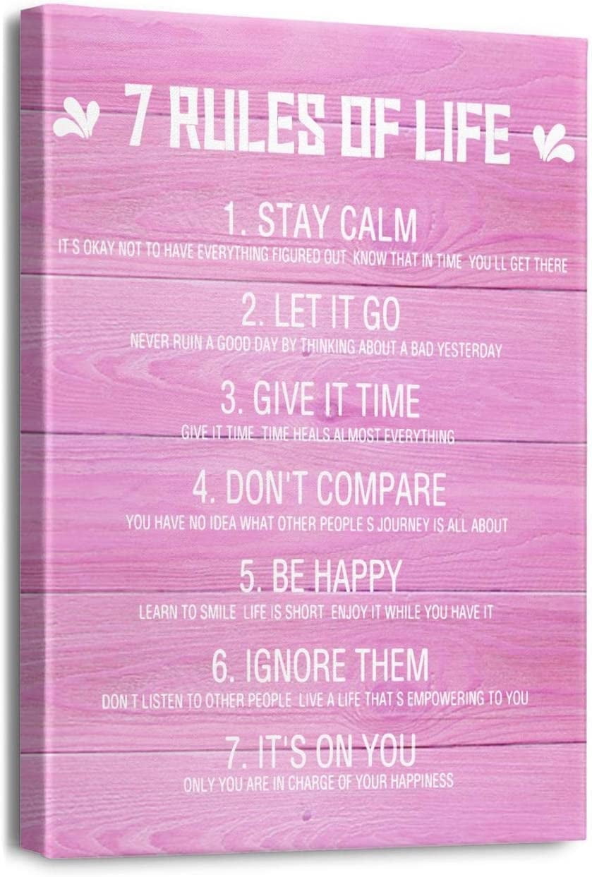 Inspirational Quotes Wall Art for Office 7 Rules of Life Motivational ...