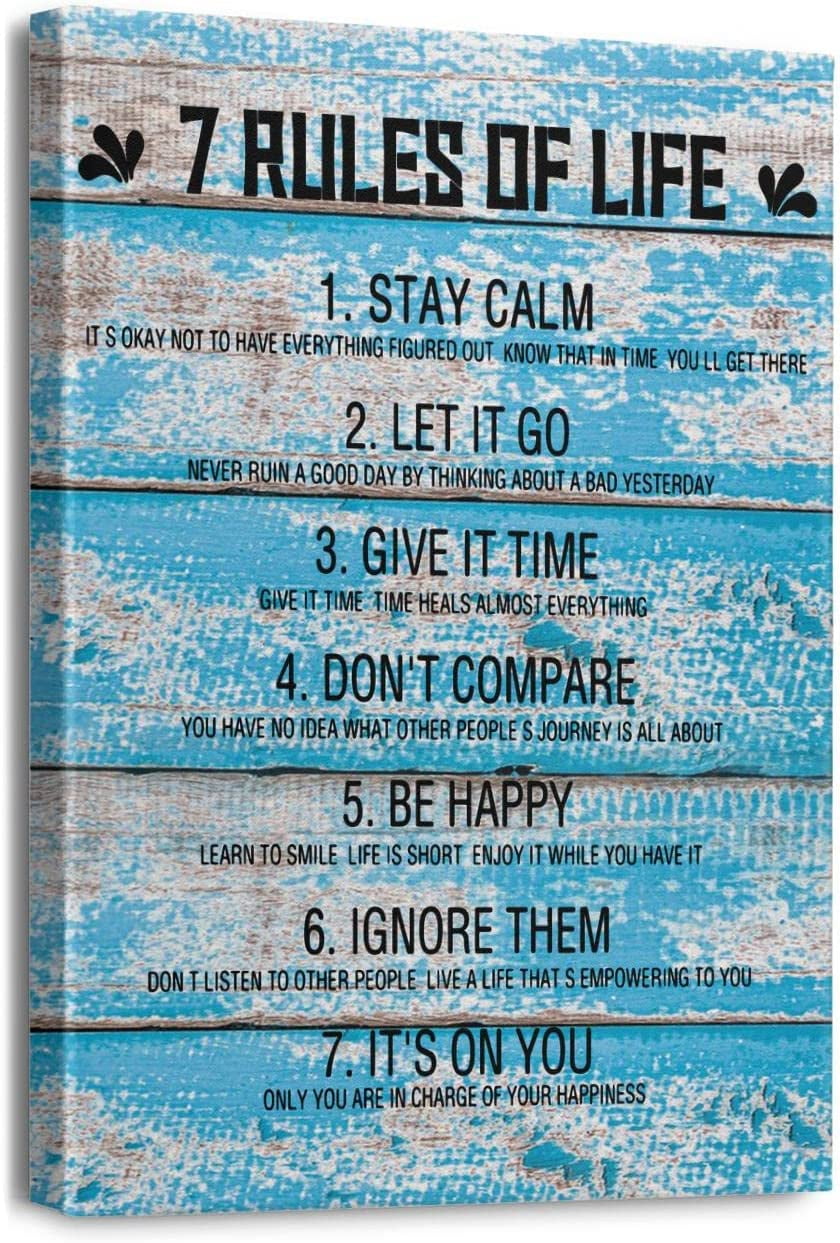 Inspirational Quotes Wall Art for Office 7 Rules of Life Motivational ...