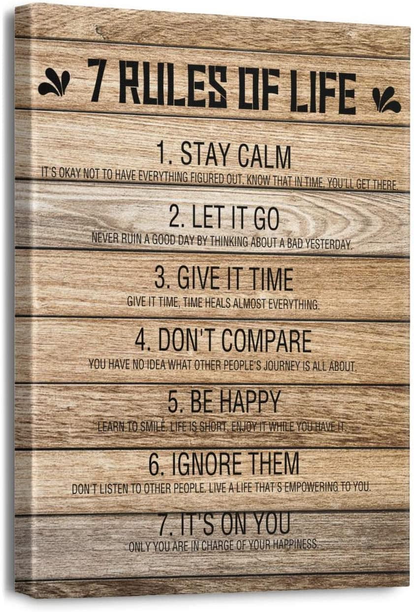 Inspirational Quotes Wall Art for Office 7 Rules of Life Motivational ...