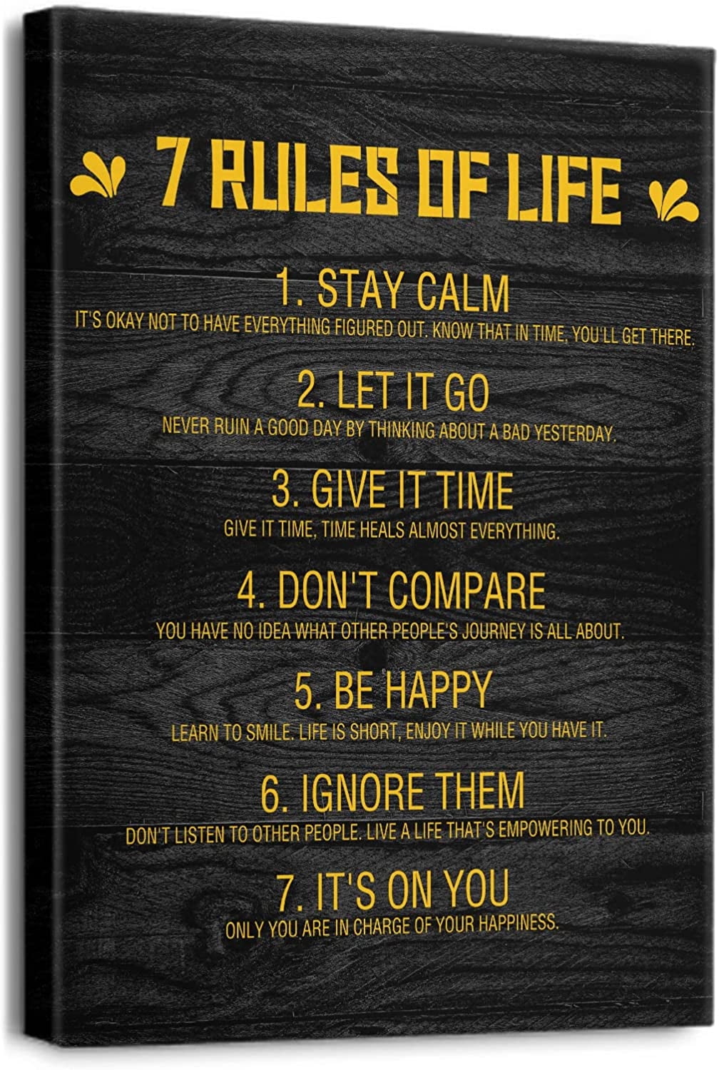 Inspirational Quotes Wall Art for Office 7 Rules of Life Motivational ...