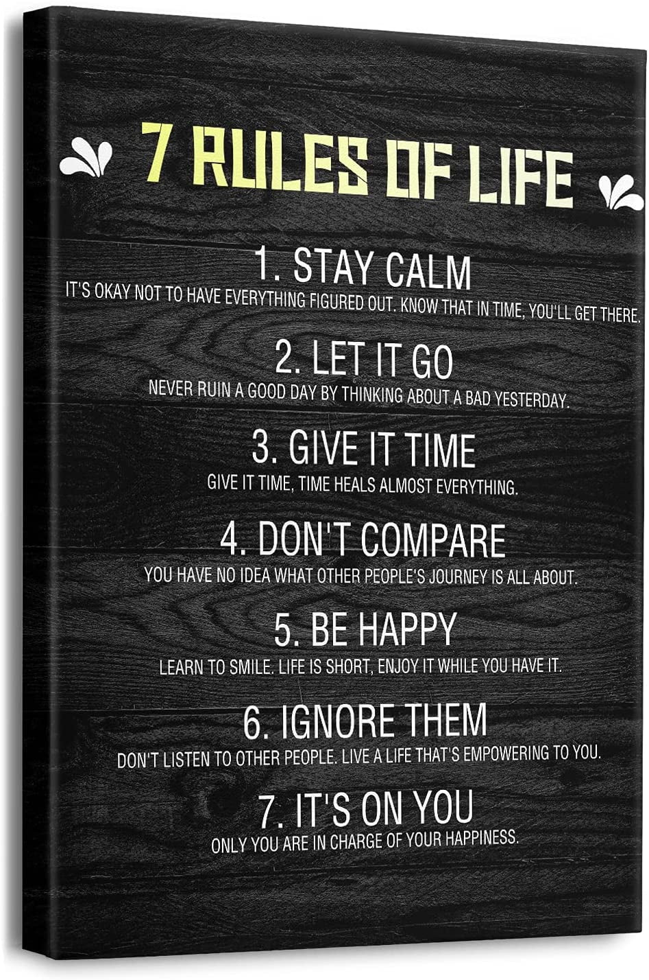 Inspirational Quotes Wall Art for Office 7 Rules of Life Motivational ...