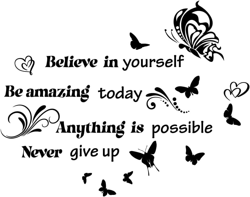 Inspirational Quotes Wall Decals Butterfly Wall Stickers Positive ...