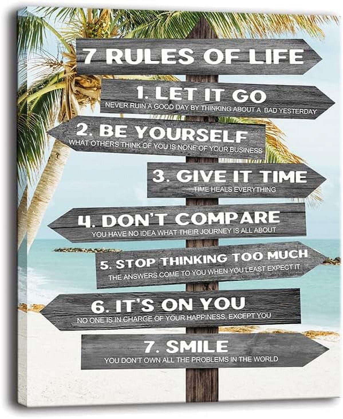 Inspirational Quotes Wall Decor - 7 Rules of Life Modern Motivational ...