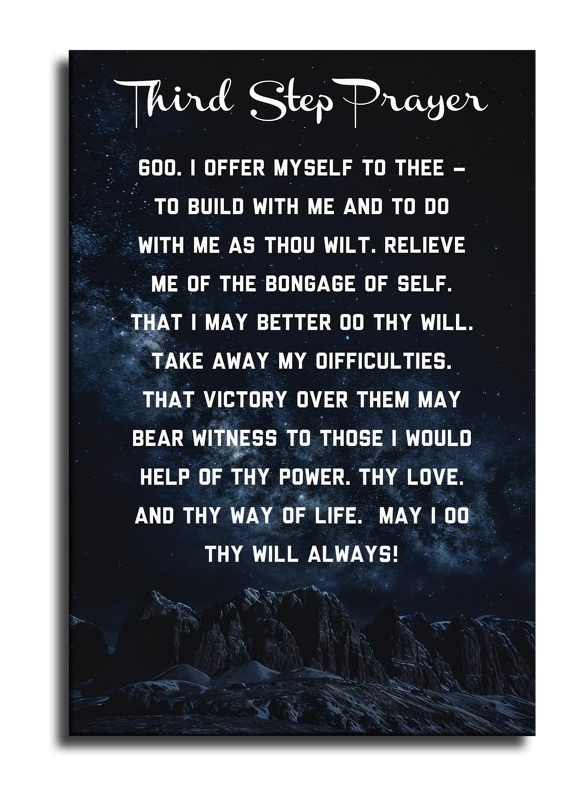 Inspirational Recovery Wall Art, Third Step Prayer Quote on Canvas ...