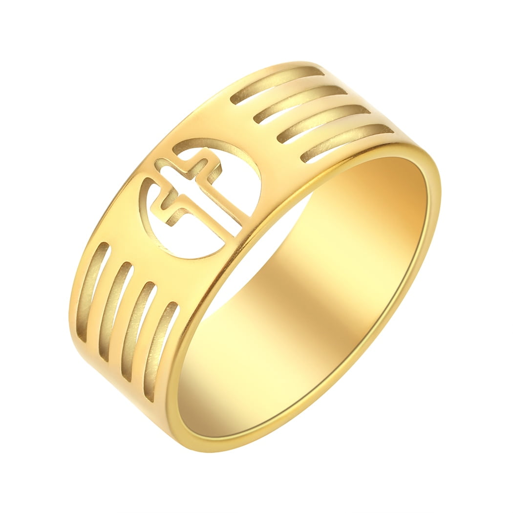 Inspirational Religious Christian Cross Wide Finger Ring Men Unisex ...
