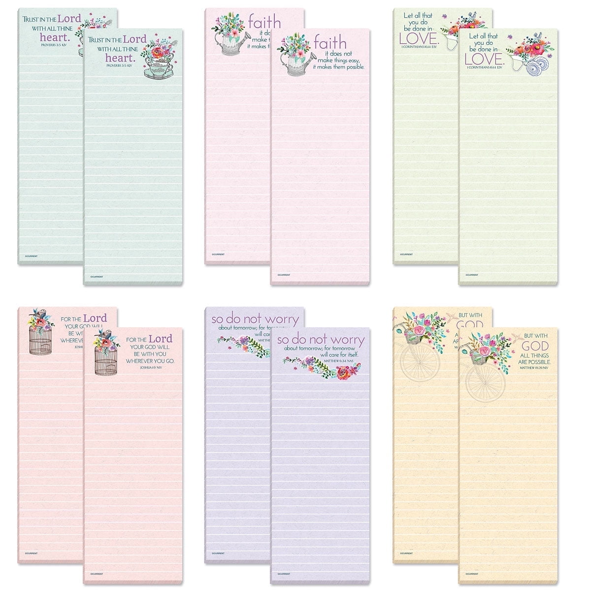 Inspirational Religious Magnetic Notepad‚ Set of 12, 30-Sheet Pads, 2.5 ...