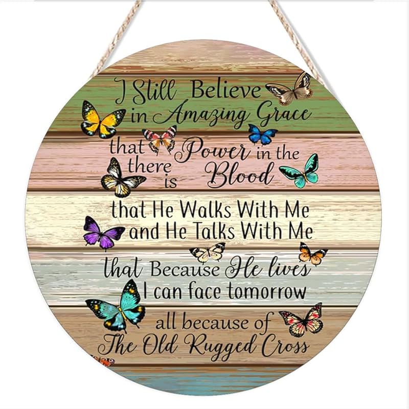 Inspirational Religious Round Hanging Wood Sign Christian Wreath Sign ...