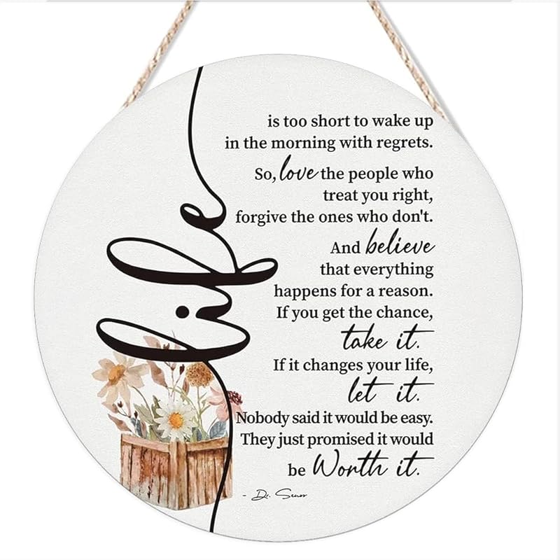 Inspirational Religious Round Hanging Wood Sign Christian Wreath Sign ...