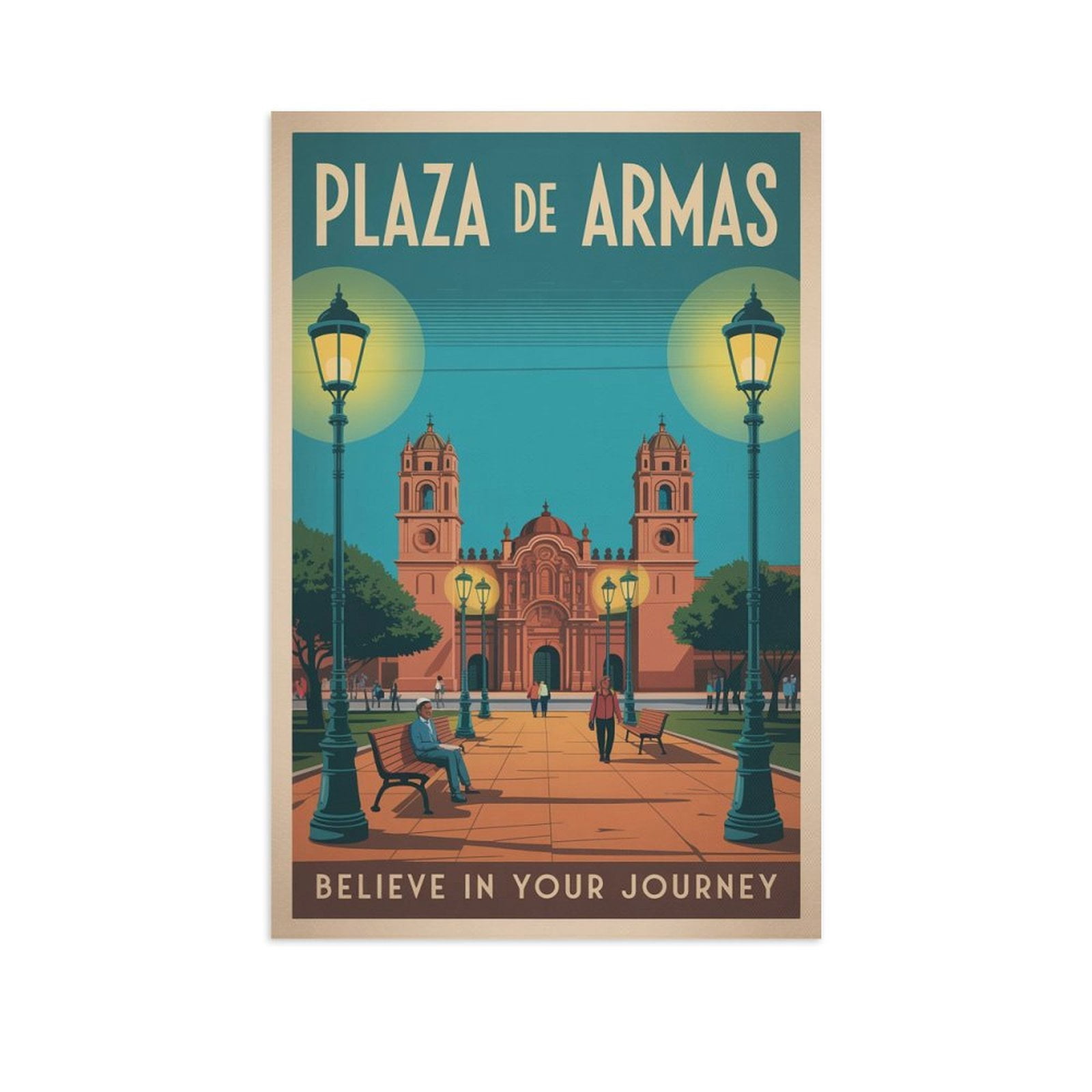 Inspirational Retro Plaza De Armas Motivational Travel Wall Art Poster ...