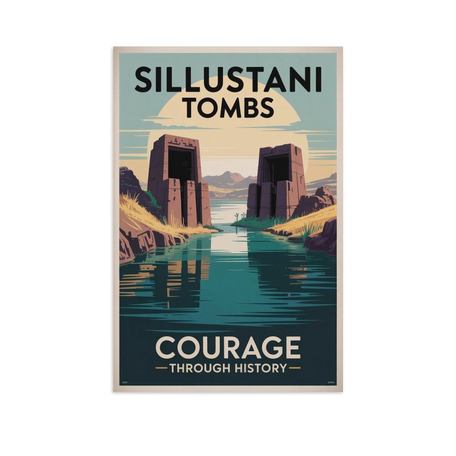 Inspirational Retro Sillustani Tombs Motivational Travel Wall Poster ...