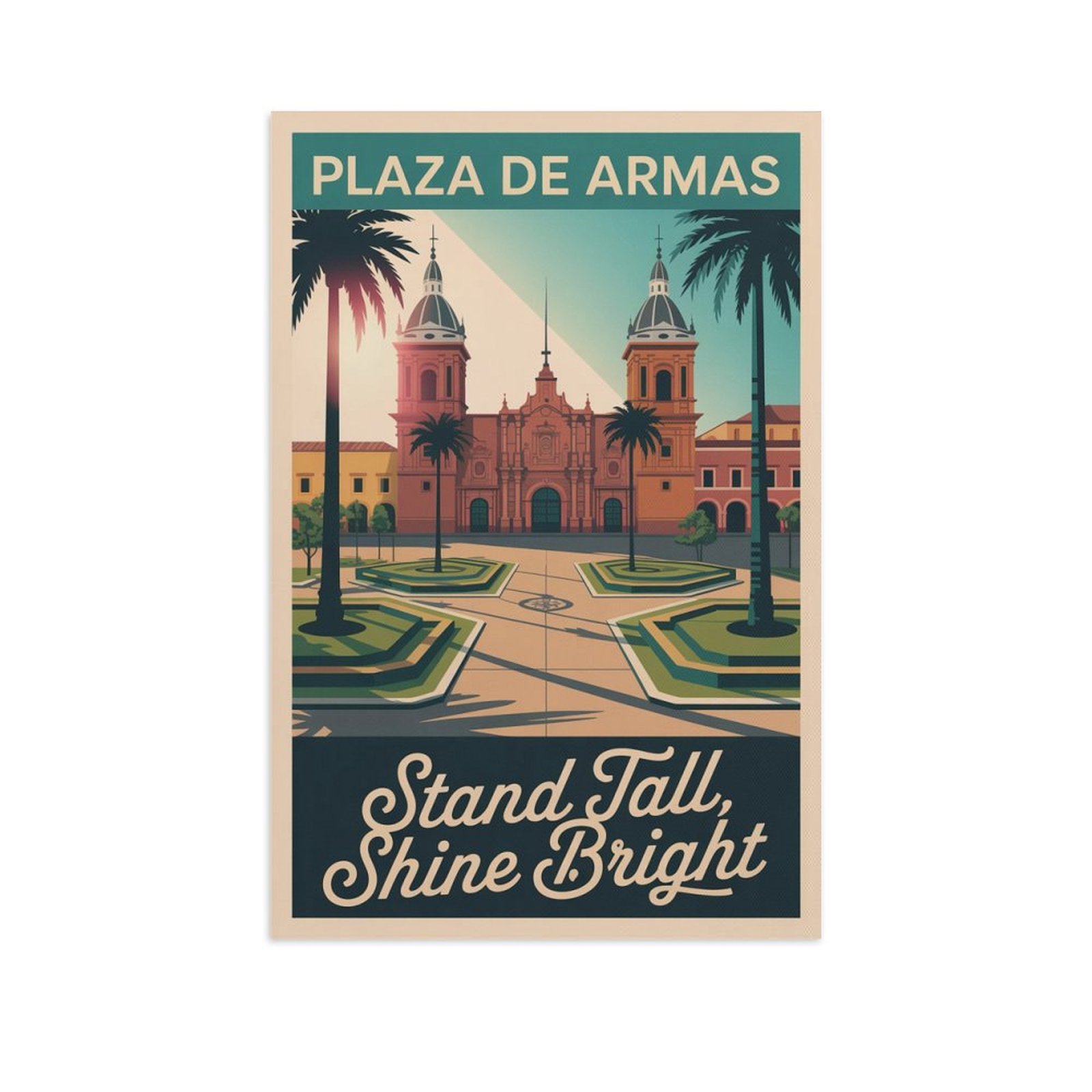 Inspirational Retro Travel Plaza De Armas Motivational Poster Wall Art ...