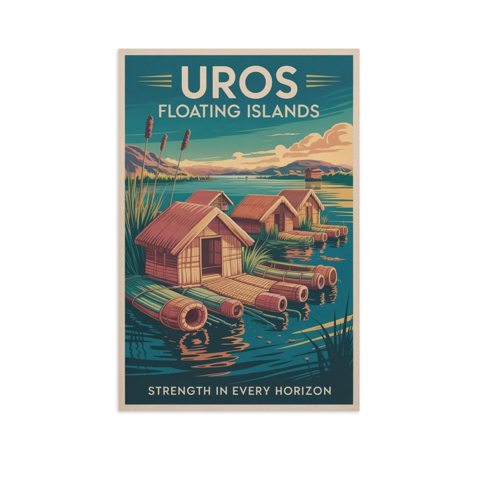 Inspirational Retro Travel Uros Floating Islands Motivational Poster ...