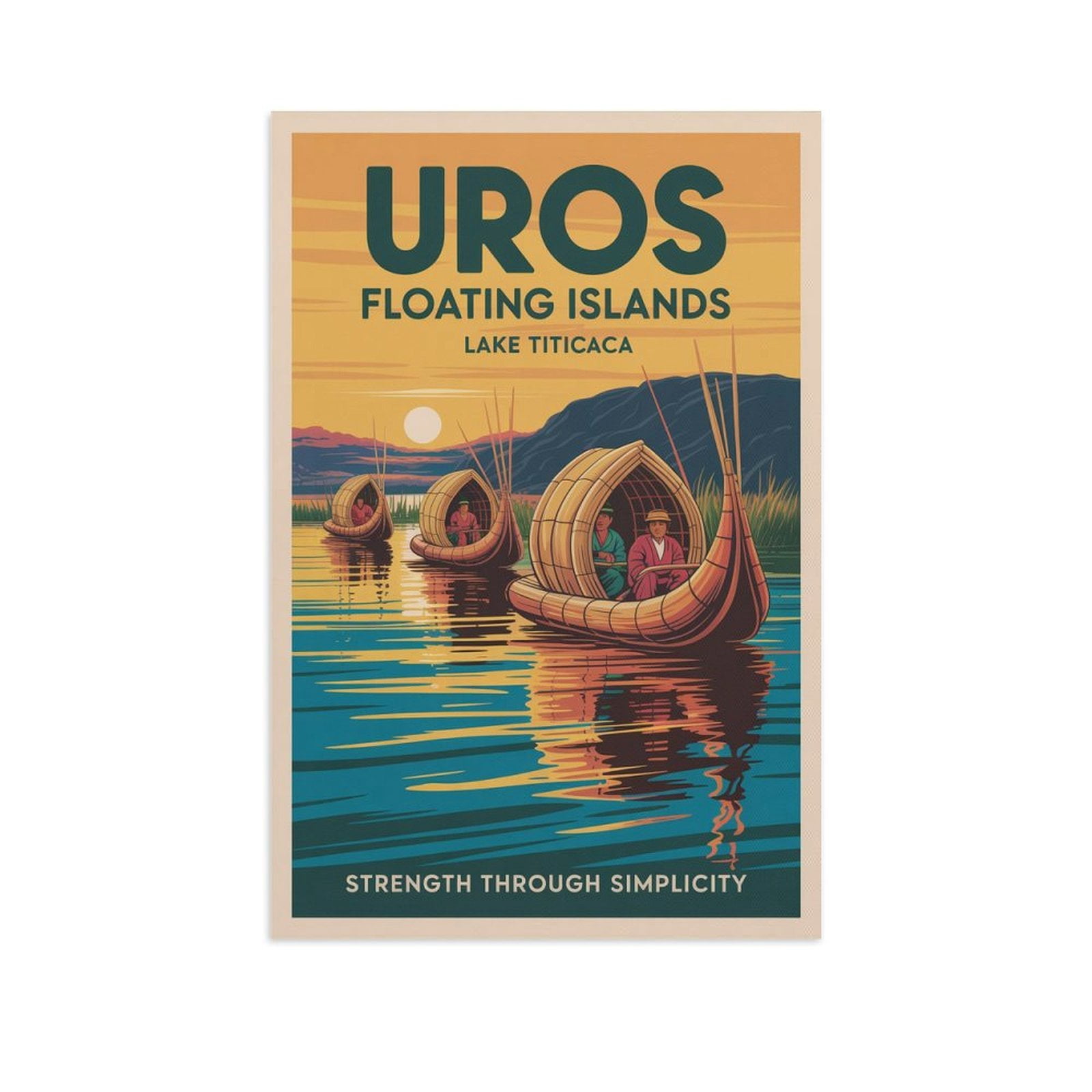 Inspirational Retro Travel Uros Floating Islands Motivational Poster ...