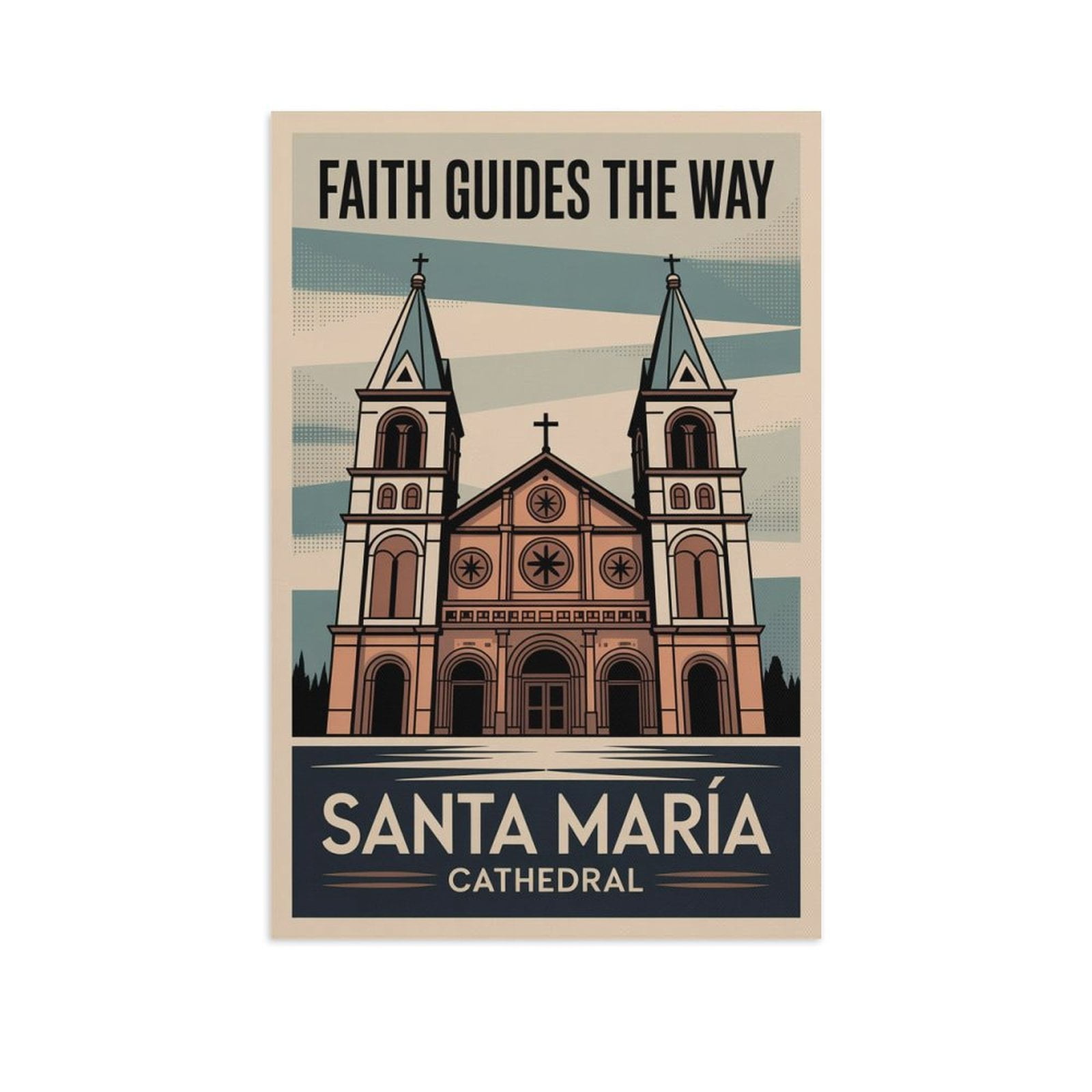 Inspirational Santa María Cathedral Poster Motivational Retro Vintage ...