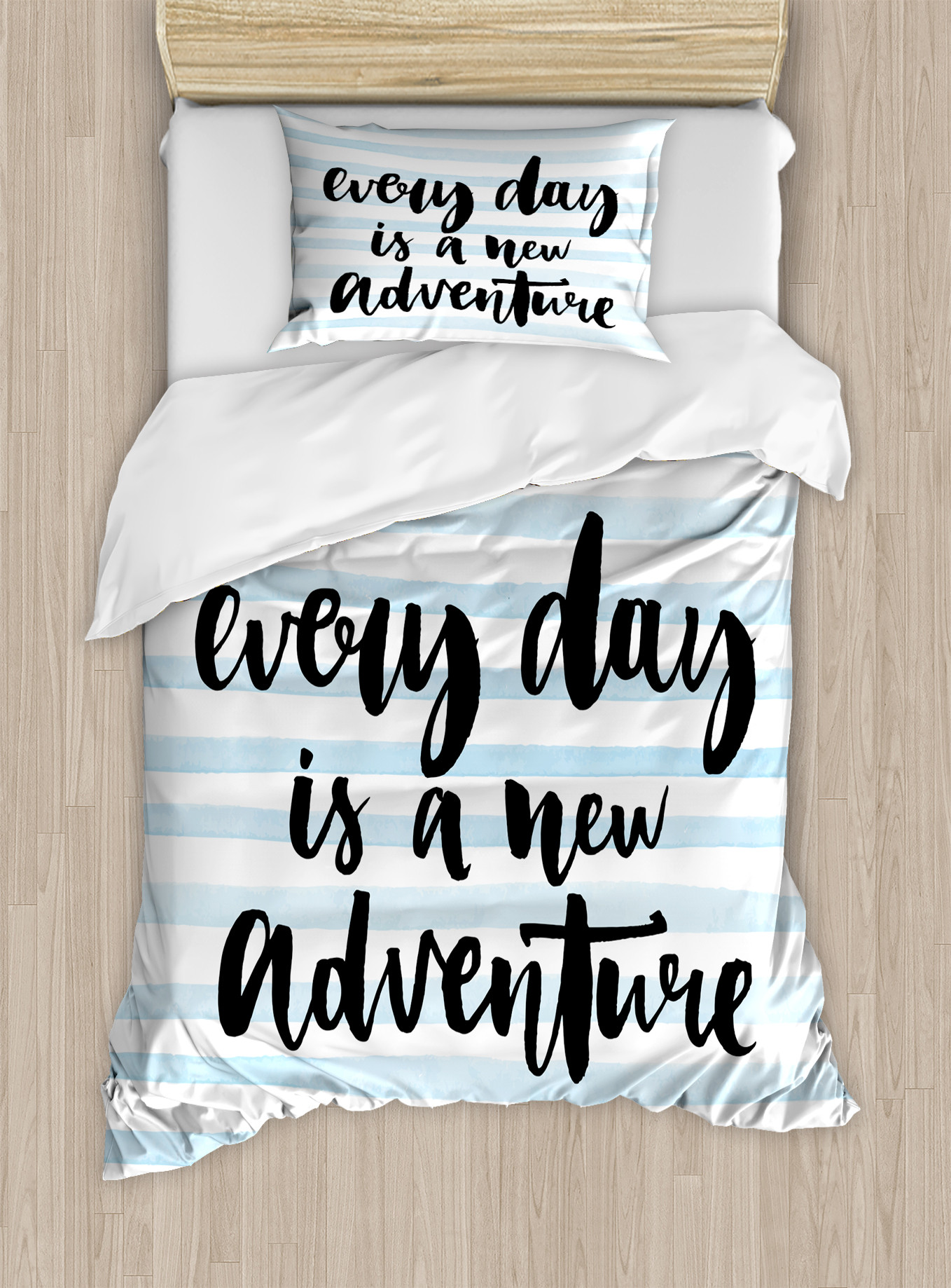 Inspirational Saying Duvet Cover Set, Every Day is a New Adventure ...