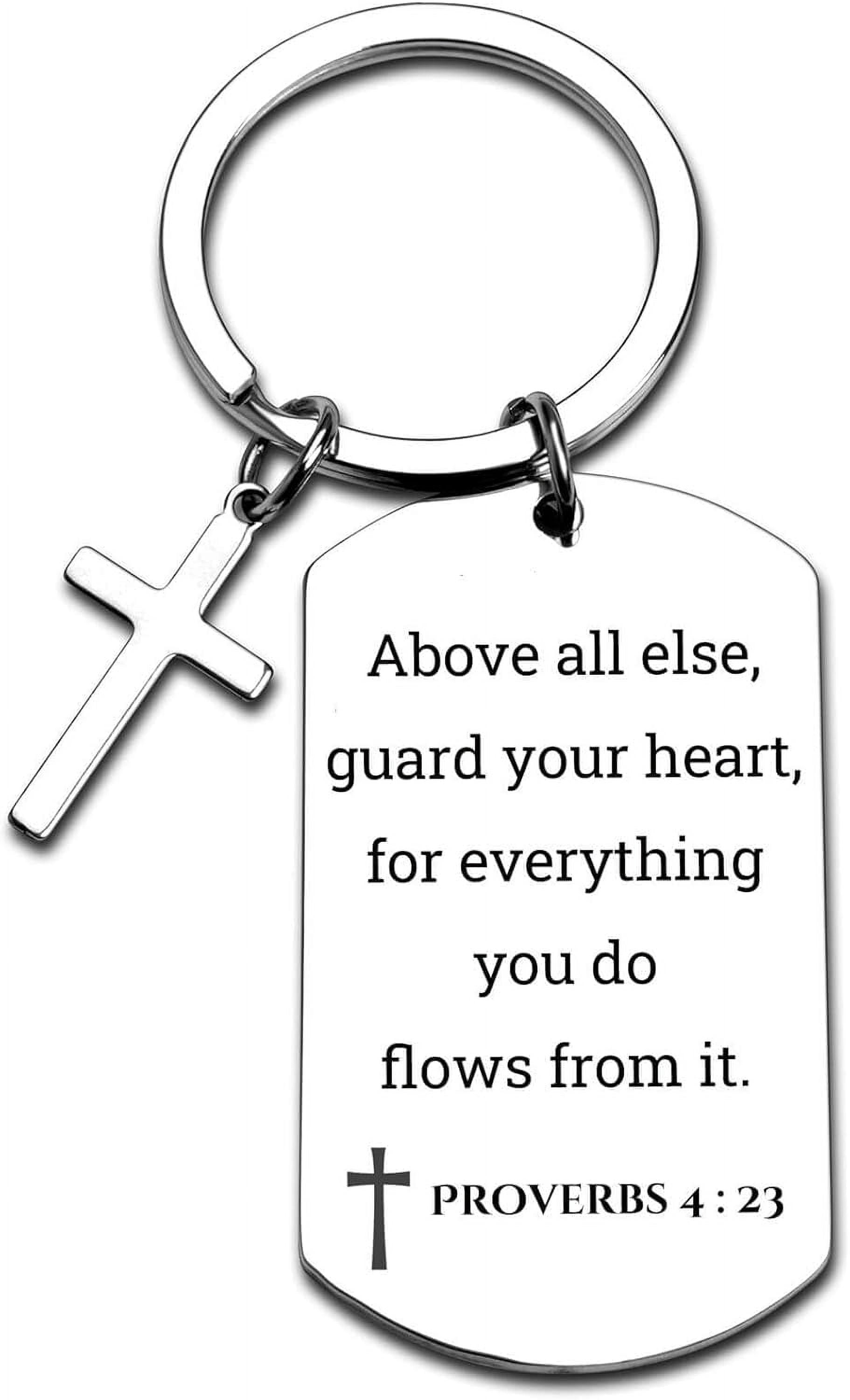 Inspirational Scripture Metal Key Chains with Cross Pendant - Bible ...