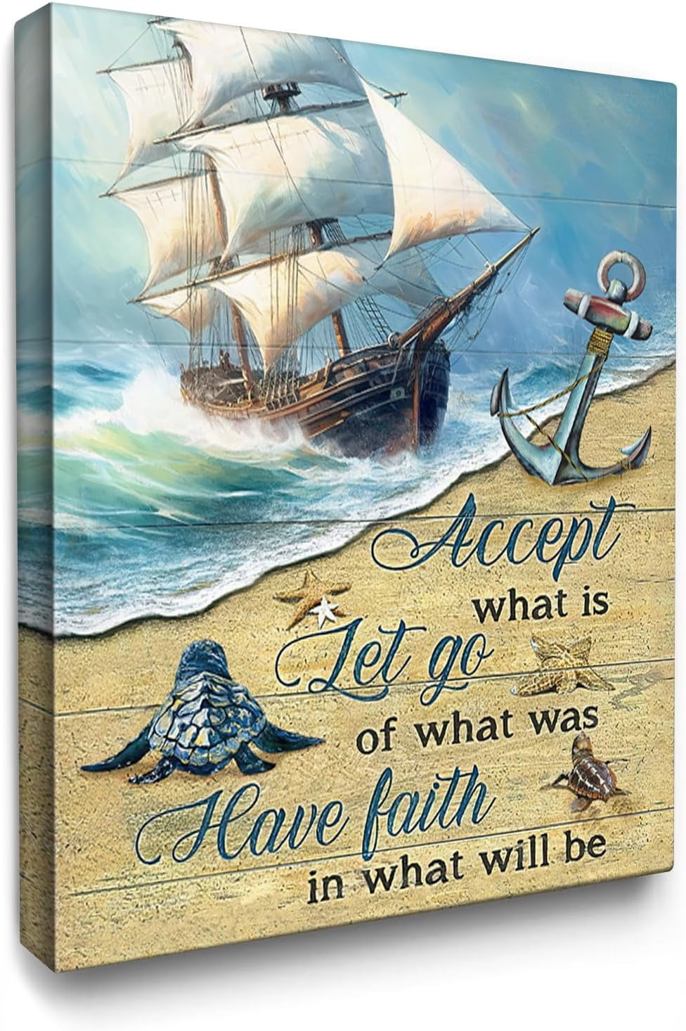 Inspirational Sea Turtle Wall Art Canvas Christian Turtle Scripture ...