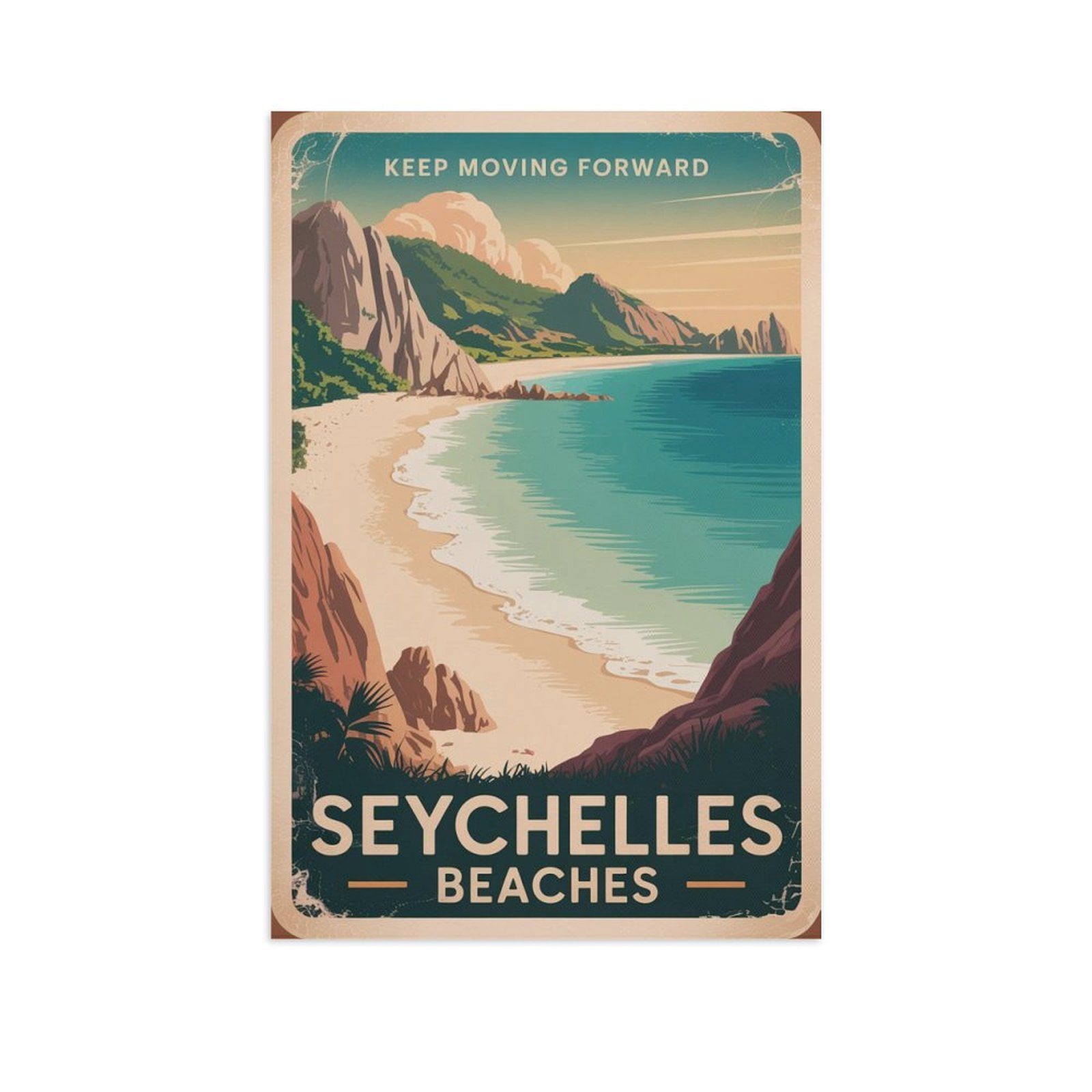 Inspirational Seychelles Beaches Poster Retro Motivational Vintage ...