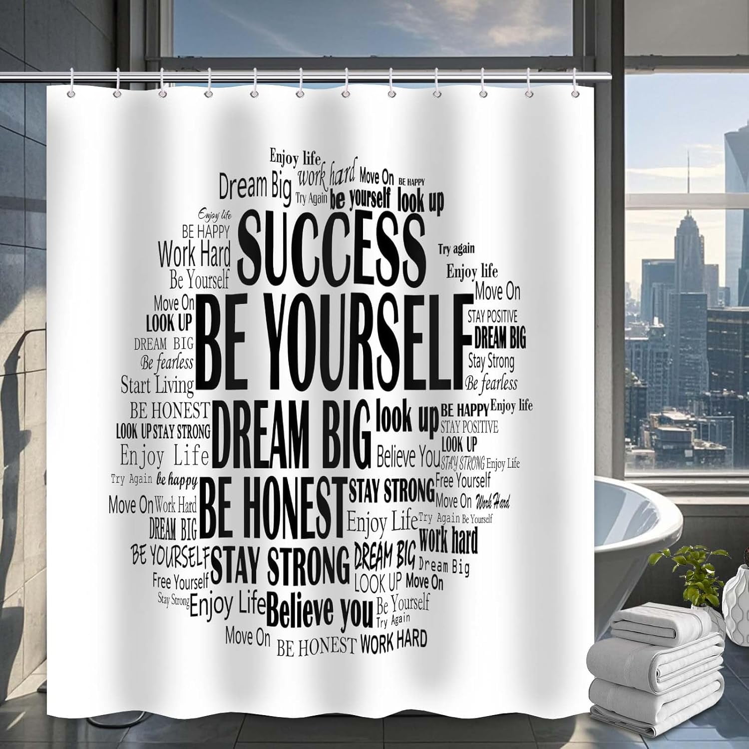 Inspirational Shower Curtain Positive Affirmations Motivational ...