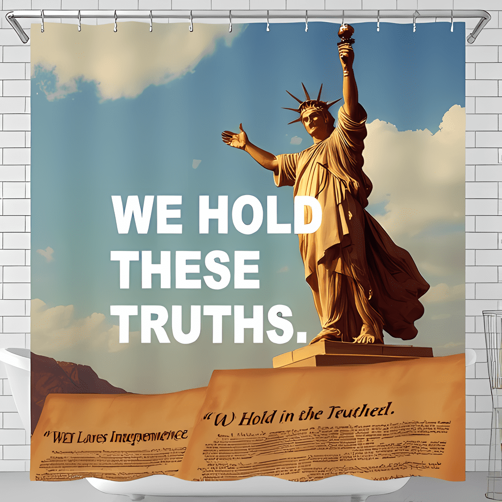 Inspirational Shower Curtain - Vintage Design with Declaration of ...