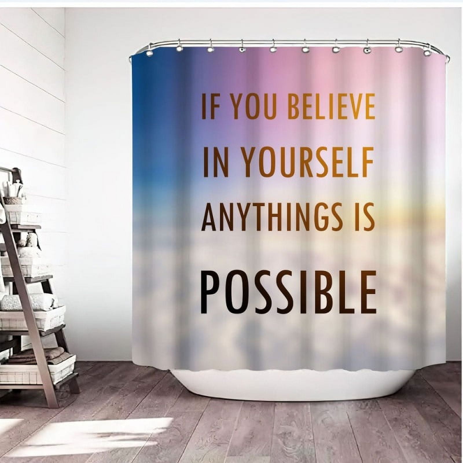 Inspirational Shower Curtains Quotes Aphorisms Ocean Retro City Nature ...