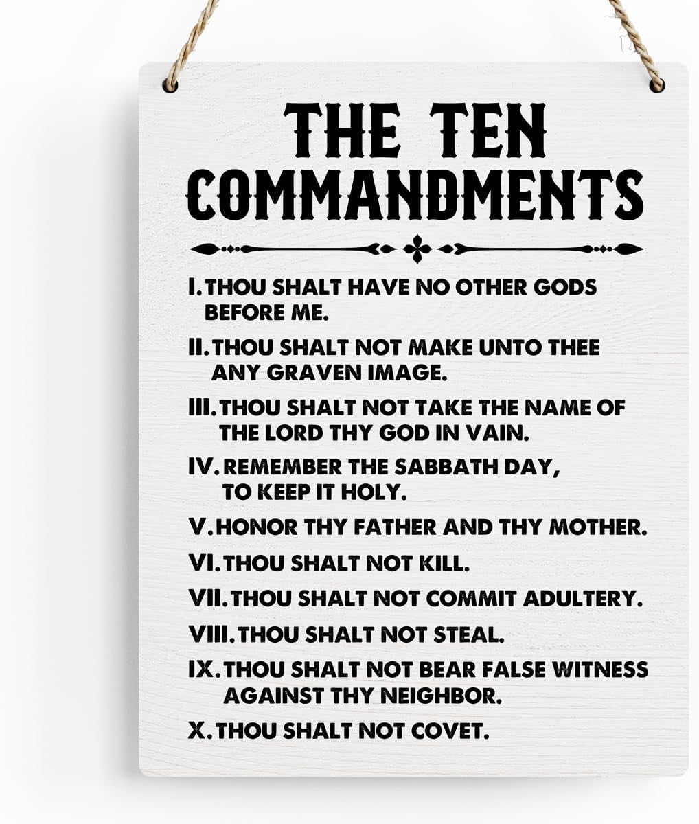 Inspirational Signs Gift 10 Commandments Wall Art Christian Bible Verse ...