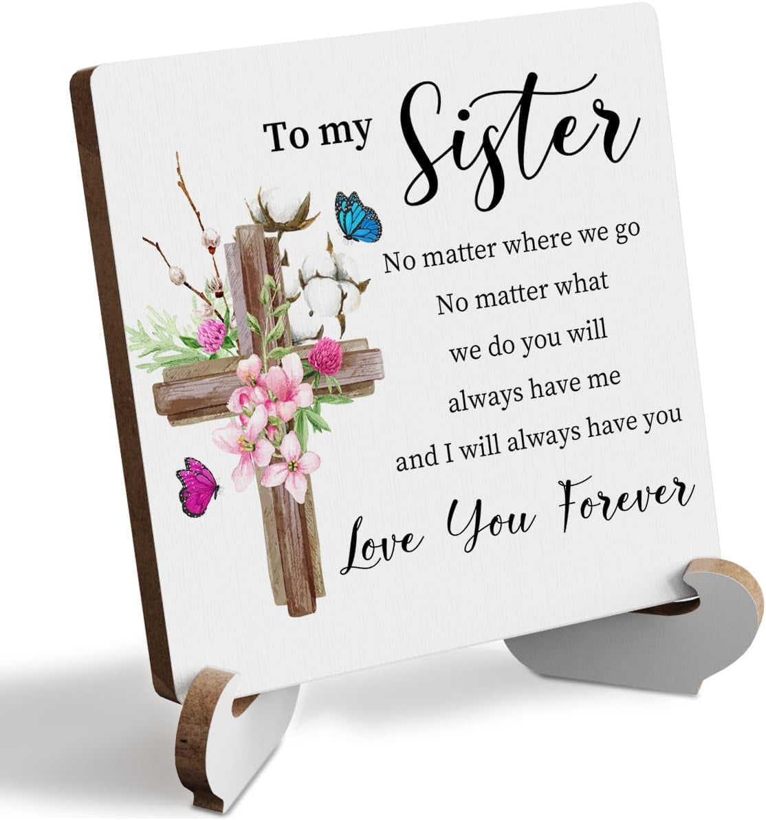 Inspirational Sister Gifts For Women Sisters Brother, Floral Cross ...