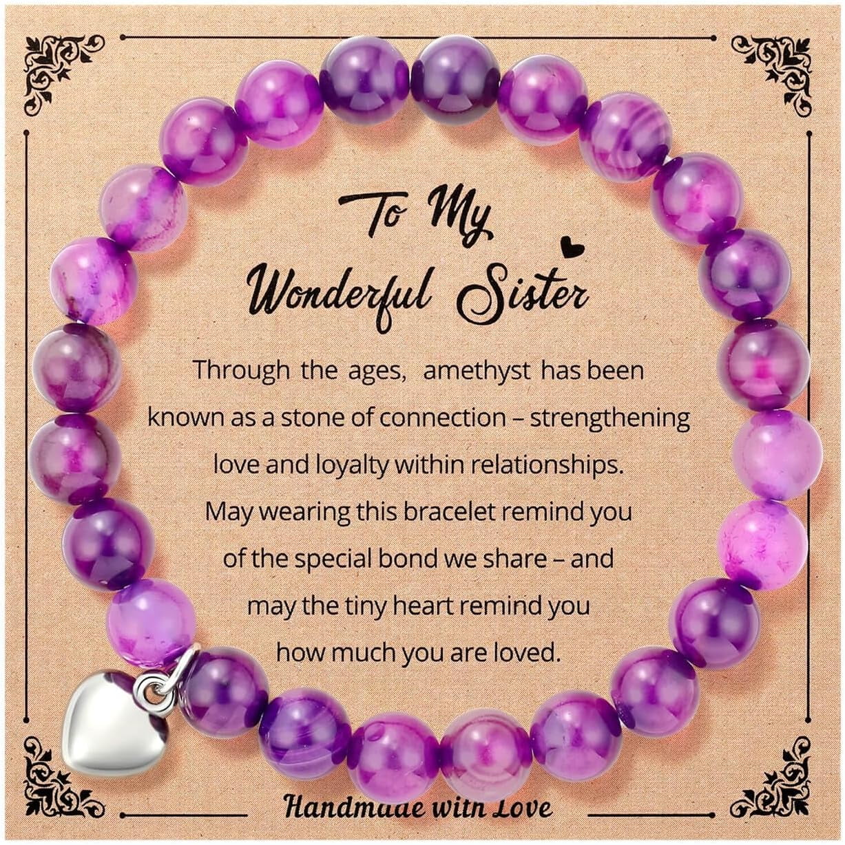 Inspirational Stress Relief Gifts for Women Teen Girls, Amethyst Healing Bracelet for Mom ...