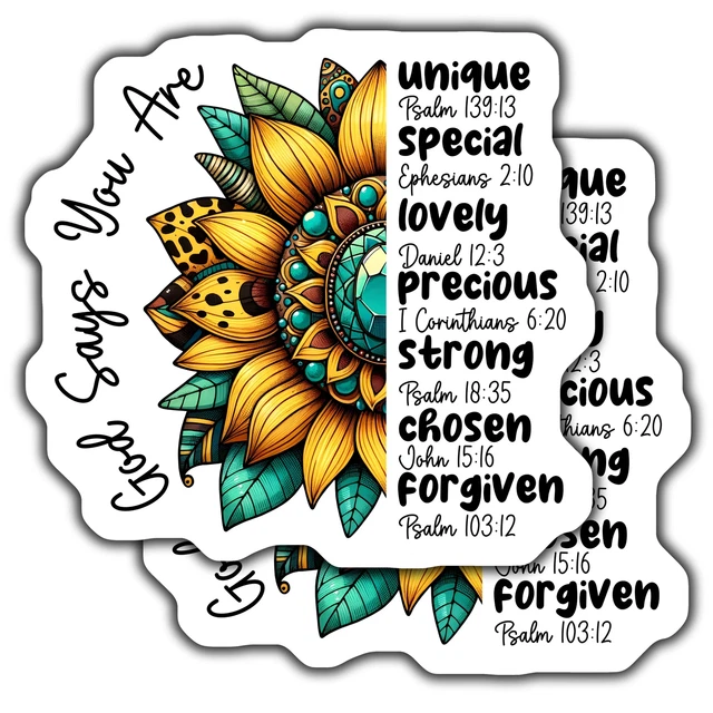 Inspirational Sunflower Religious Sticker, Bible Verse Stickers ...